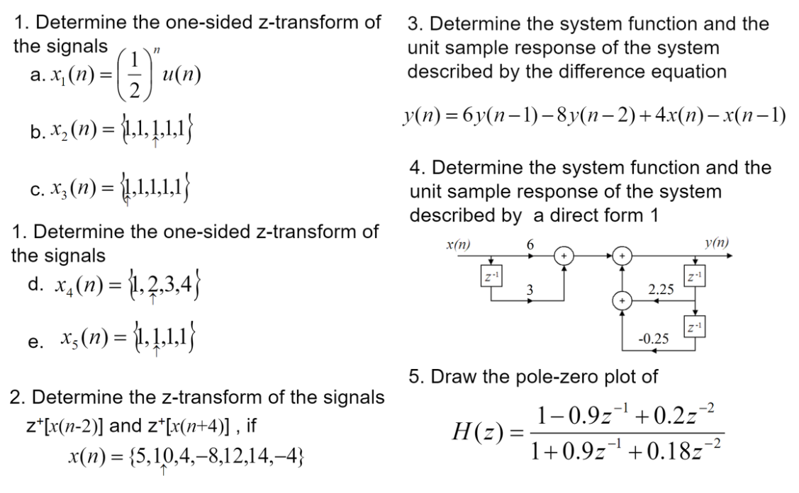 Solved 1. Determine the one-sided z-transform of the signals | Chegg.com