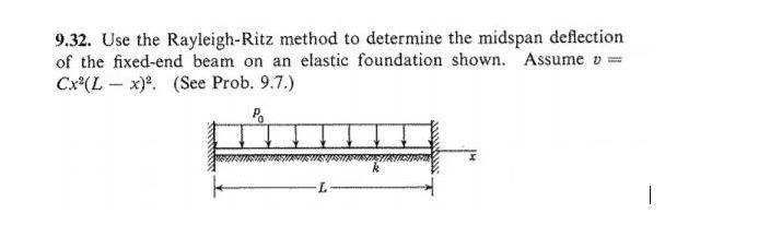 9.32. Use the Rayleigh-Ritz method to determine the | Chegg.com