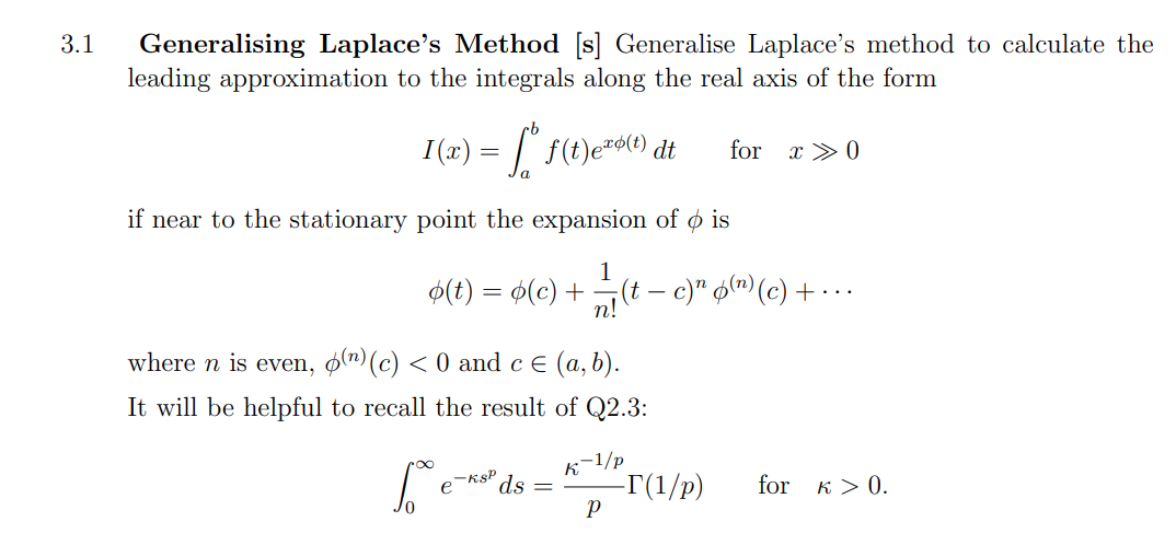.1 Generalising Laplace's Method [s] Generalise | Chegg.com