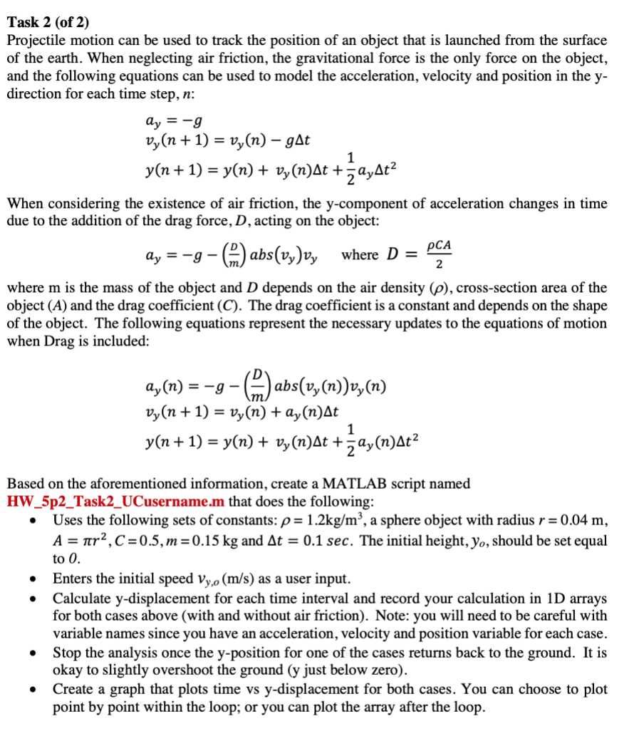 Solved Task 2 (of 2) Projectile motion can be used to track | Chegg.com