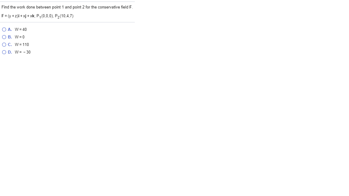 Solved Find the work done between point 1 and point 2 for | Chegg.com