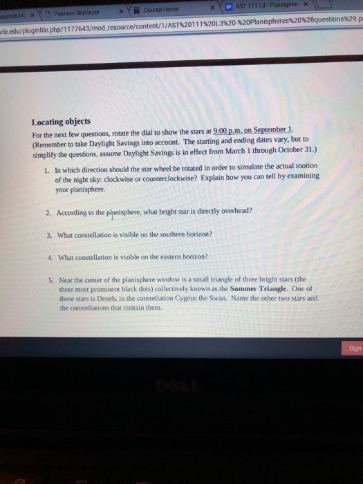 Solved × AST 111 1.3 Course Home rle.edu/plugin file php/1 | Chegg.com