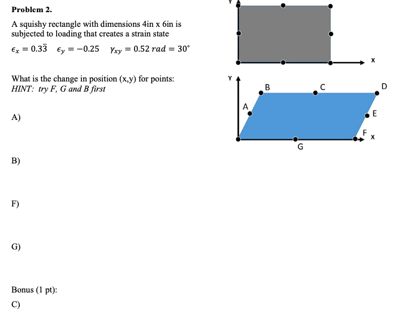 Problem 2. A squishy rectangle with dimensions 4in x | Chegg.com