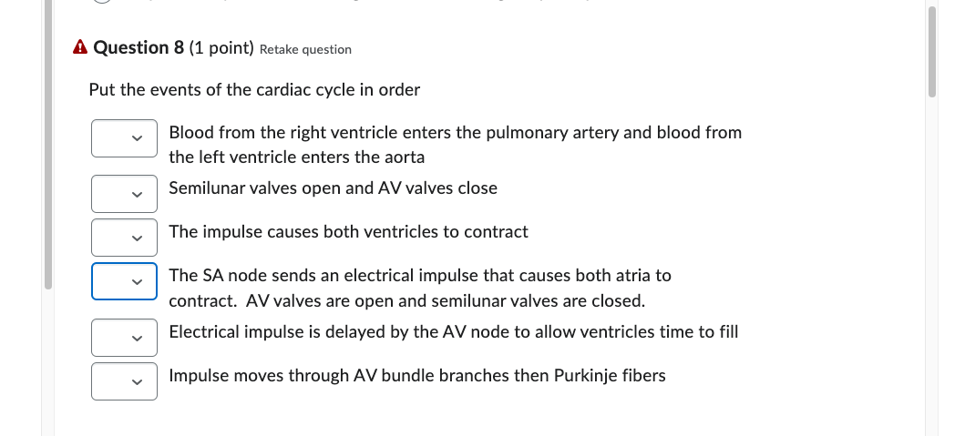 Solved Question 8 (1 point) Retake question Put the events | Chegg.com Solved Question 8 (1 point) Retake question Put the events | Chegg.com