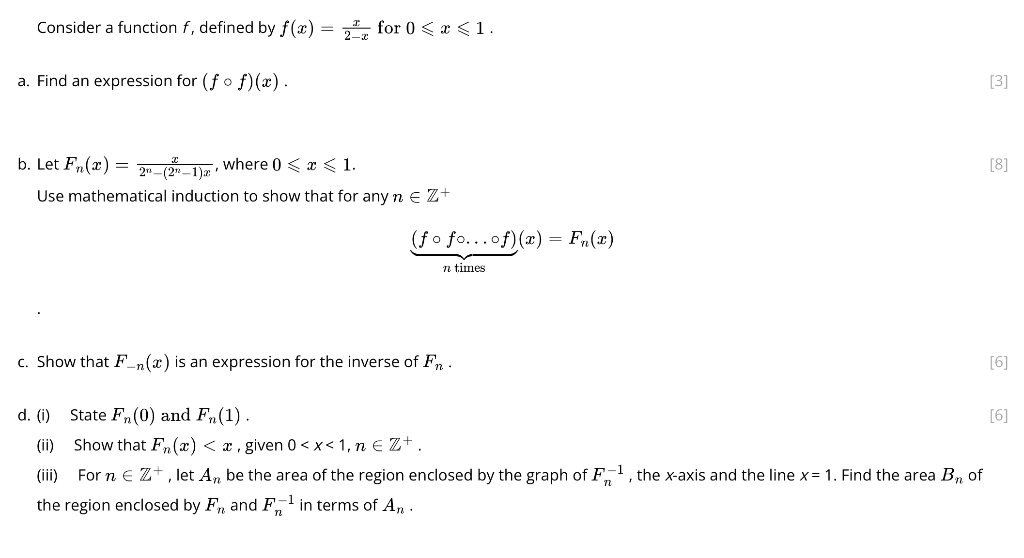 Solved Consider a function f, defined by f(x) = 2 for 0