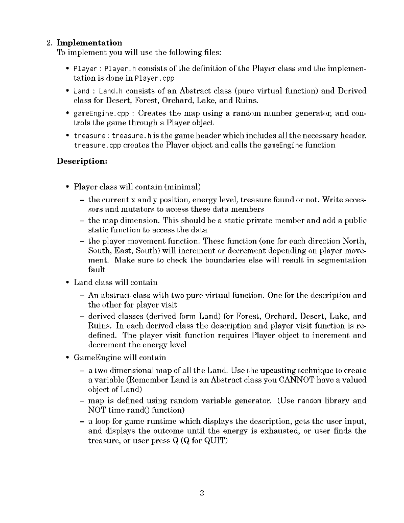 2. Implementation To implement you will use the | Chegg.com