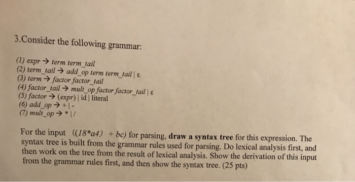 Solved Consider the following grammar: expr rightarrow term | Chegg.com