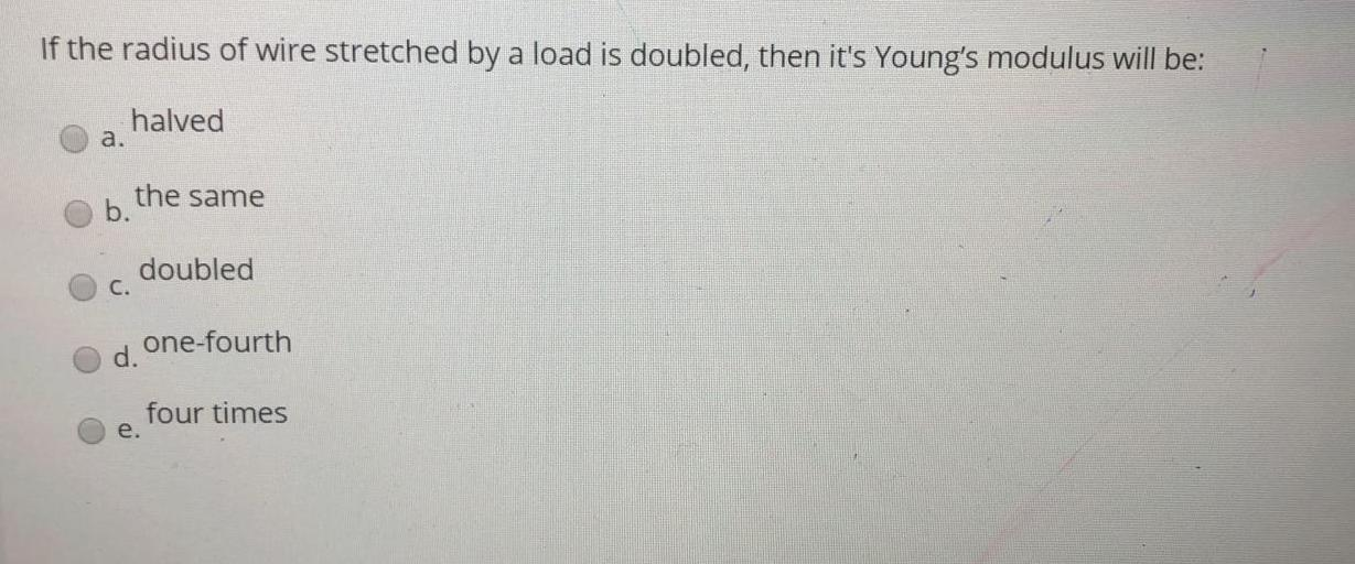 Solved If the radius of wire stretched by a load is doubled, | Chegg.com