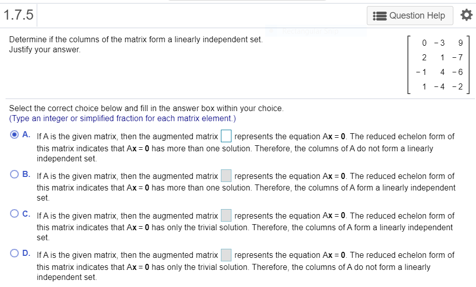 Solved 1 7 5 Question Help Determine If The Columns Of The Chegg solved-1-7-5-question-help-determine-if-the-columns-of-the-chegg