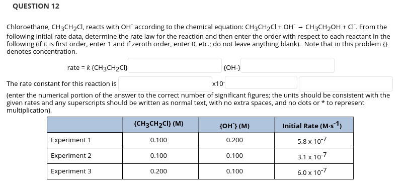Solved QUESTION 12 Chloroethane, CH3CH2Cl, reacts with OH" | Chegg.com
