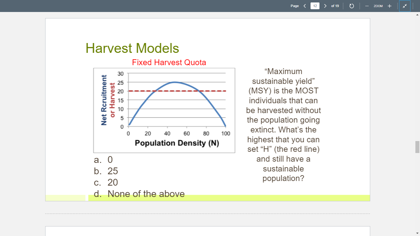 Solved Page 12 of 19 ZOOM + Harvest Models Fixed Harvest | Chegg.com