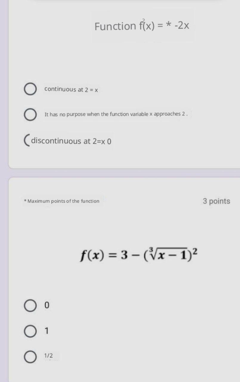 Solved Function f(x) = * - 2x continuous at 2 = X It has no | Chegg.com