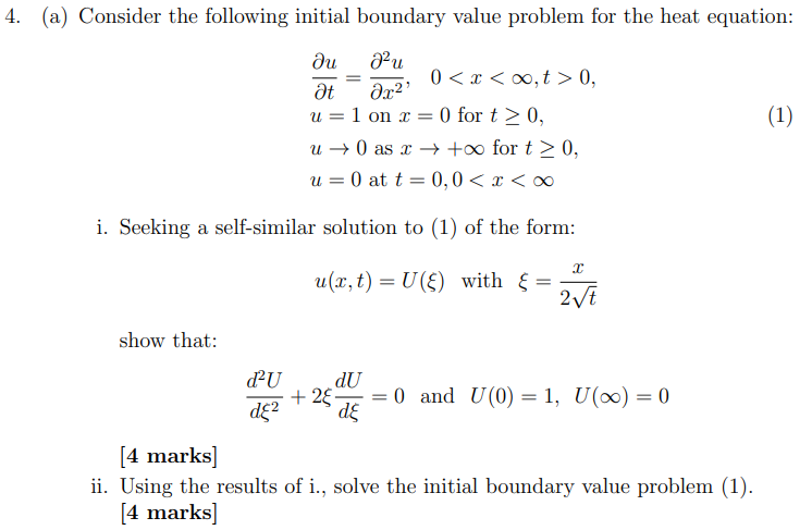 Solved (a) Consider the following initial boundary value | Chegg.com