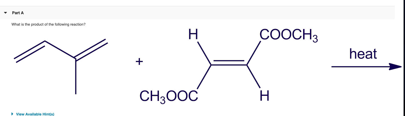 Solved Part A What is the product of the following reaction? | Chegg.com