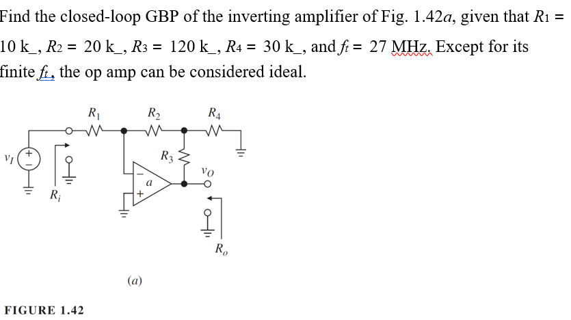 Solved Find the closed-loop GBP of the inverting amplifier | Chegg.com