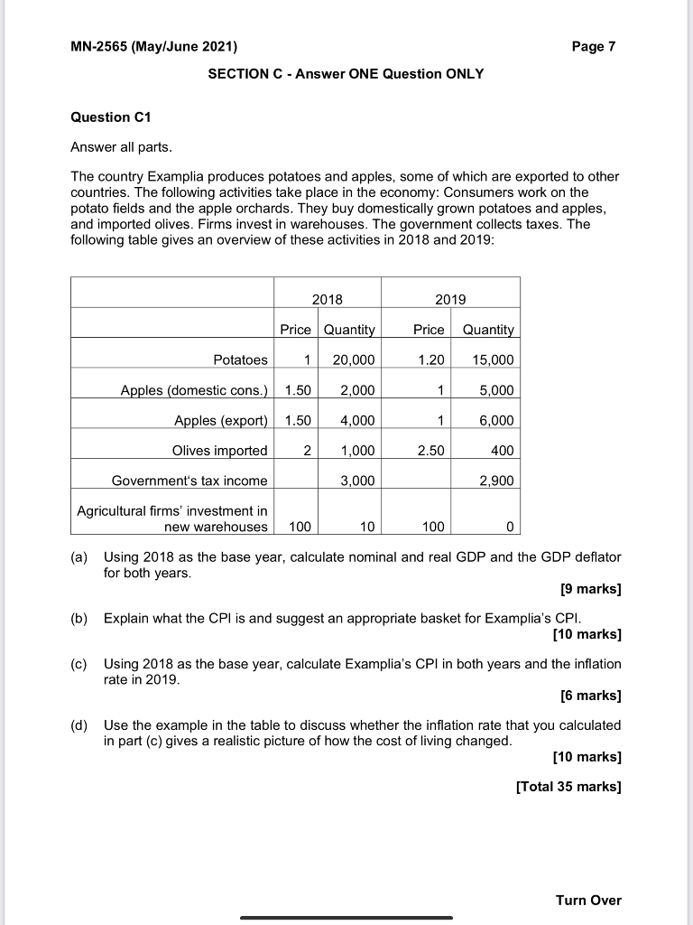 Solved Using 2018 As The Base Year Calculate Examplias Cpi 