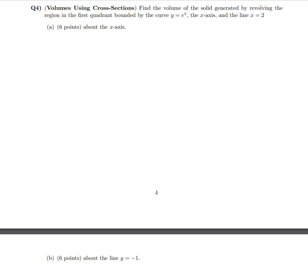 Solved Q4) (Volumes Using Cross-Sections) Find the volume of | Chegg.com