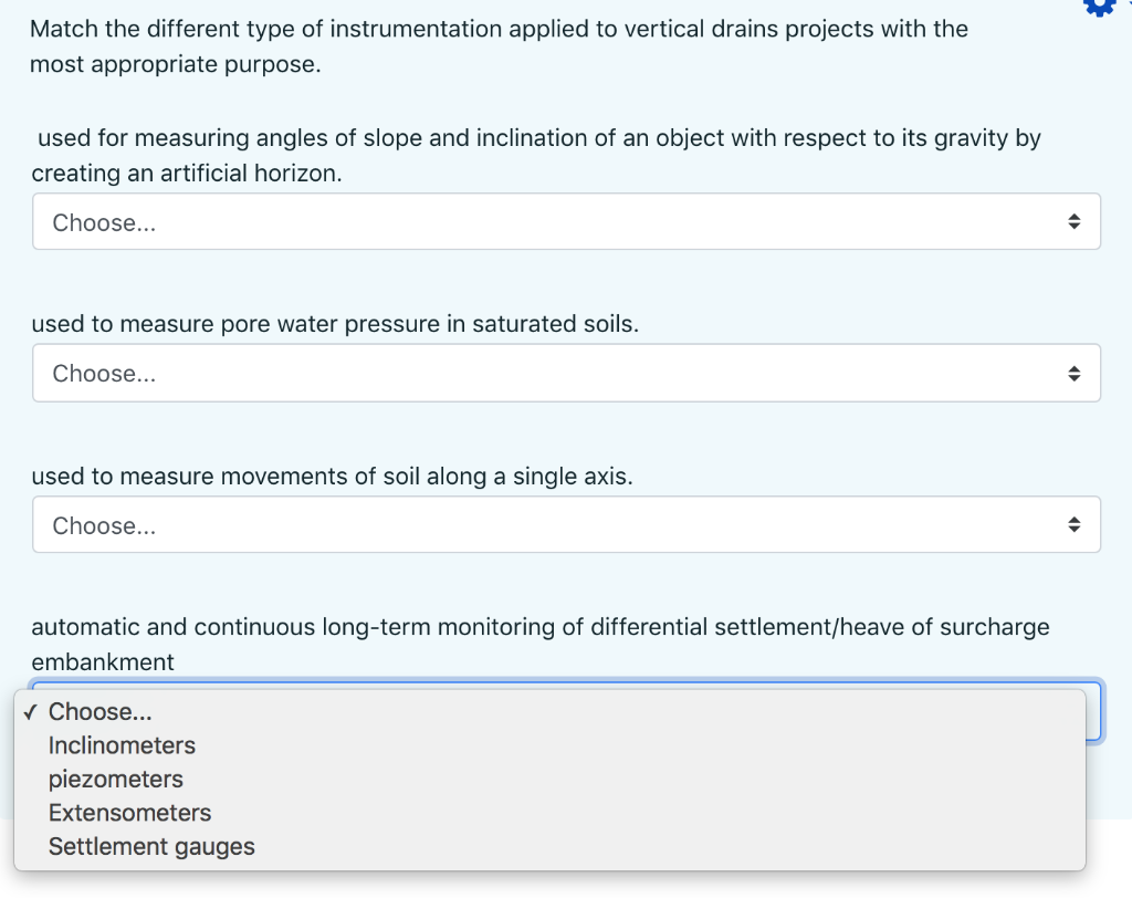 Solved Match the different type of instrumentation applied | Chegg.com
