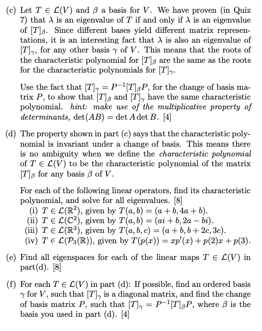 Solved (3) Let A € Mnxn (F). The polynomial (in t) that | Chegg.com