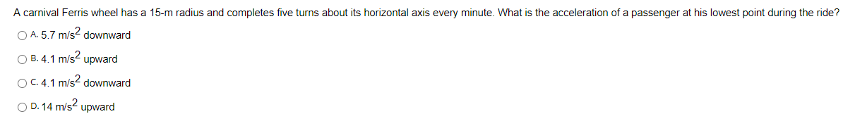 Solved A carnival Ferris wheel has a 15-m radius and | Chegg.com