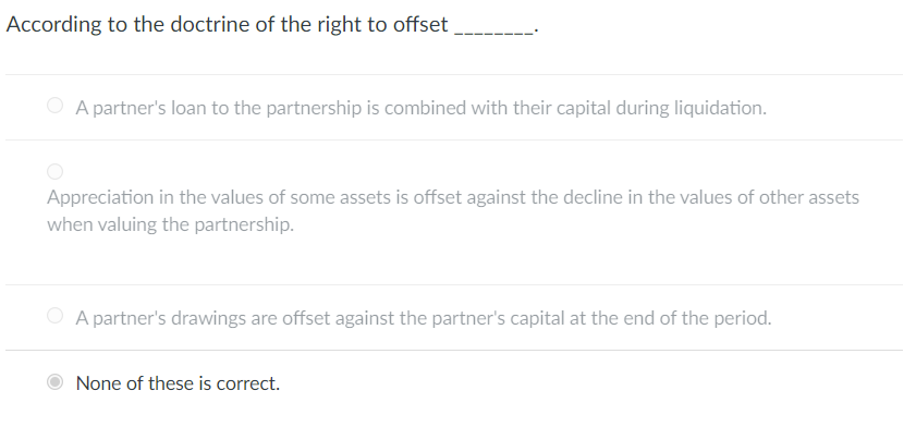 Solved According to the doctrine of the right to offset A | Chegg.com
