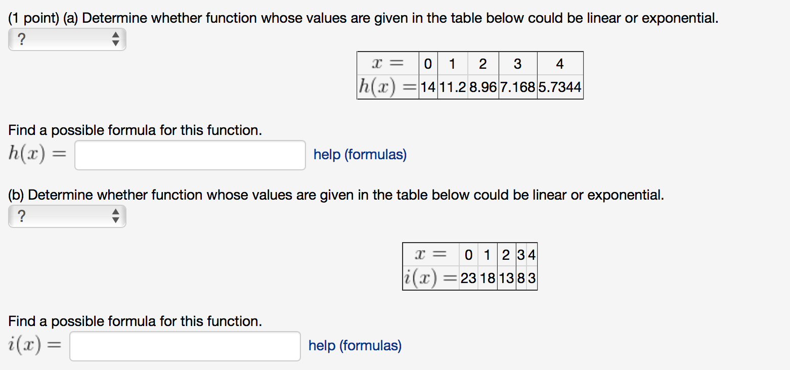 Solved (1 point) (a) Determine whether function whose values | Chegg.com