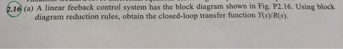 Solved 2.16 (a) A linear feeback control system has the | Chegg.com