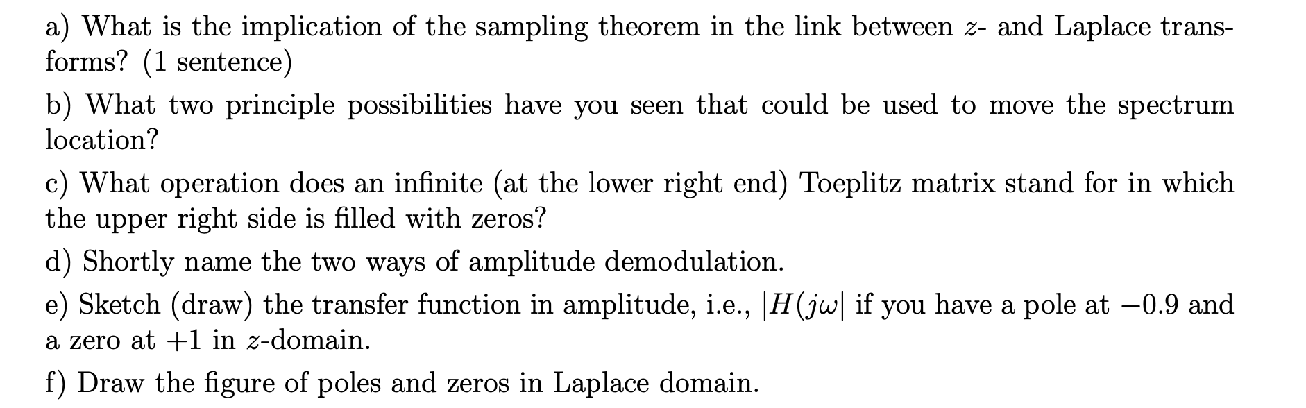 Solved a) What is the implication of the sampling theorem in | Chegg.com