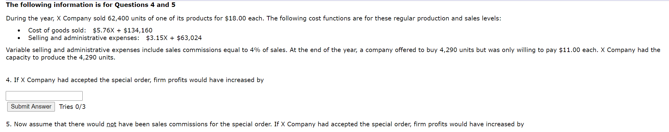 Solved The following information is for Questions 4 and 5 | Chegg.com