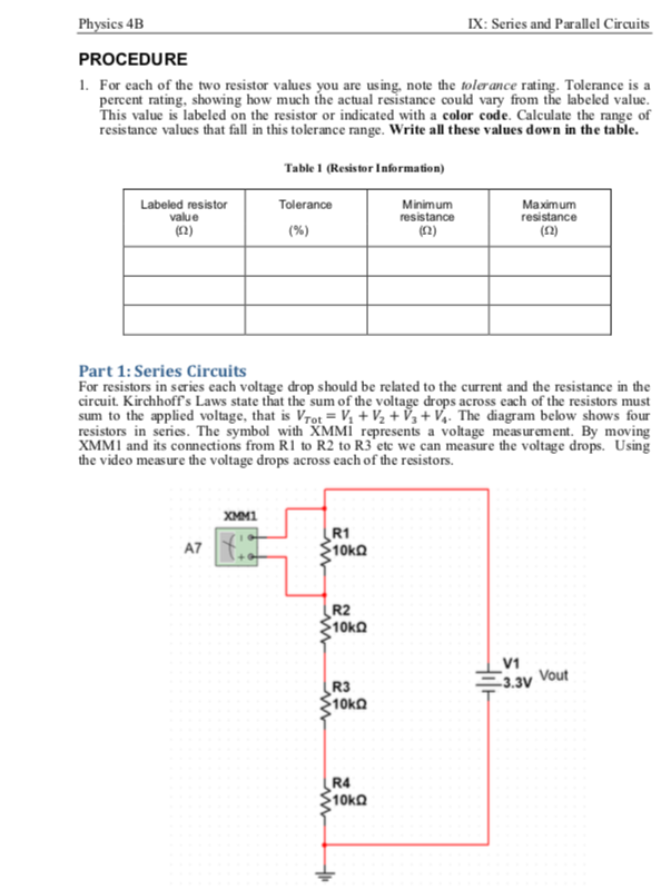 Solved Physics 4B IX: Series and Parallel Circuits Series | Chegg.com