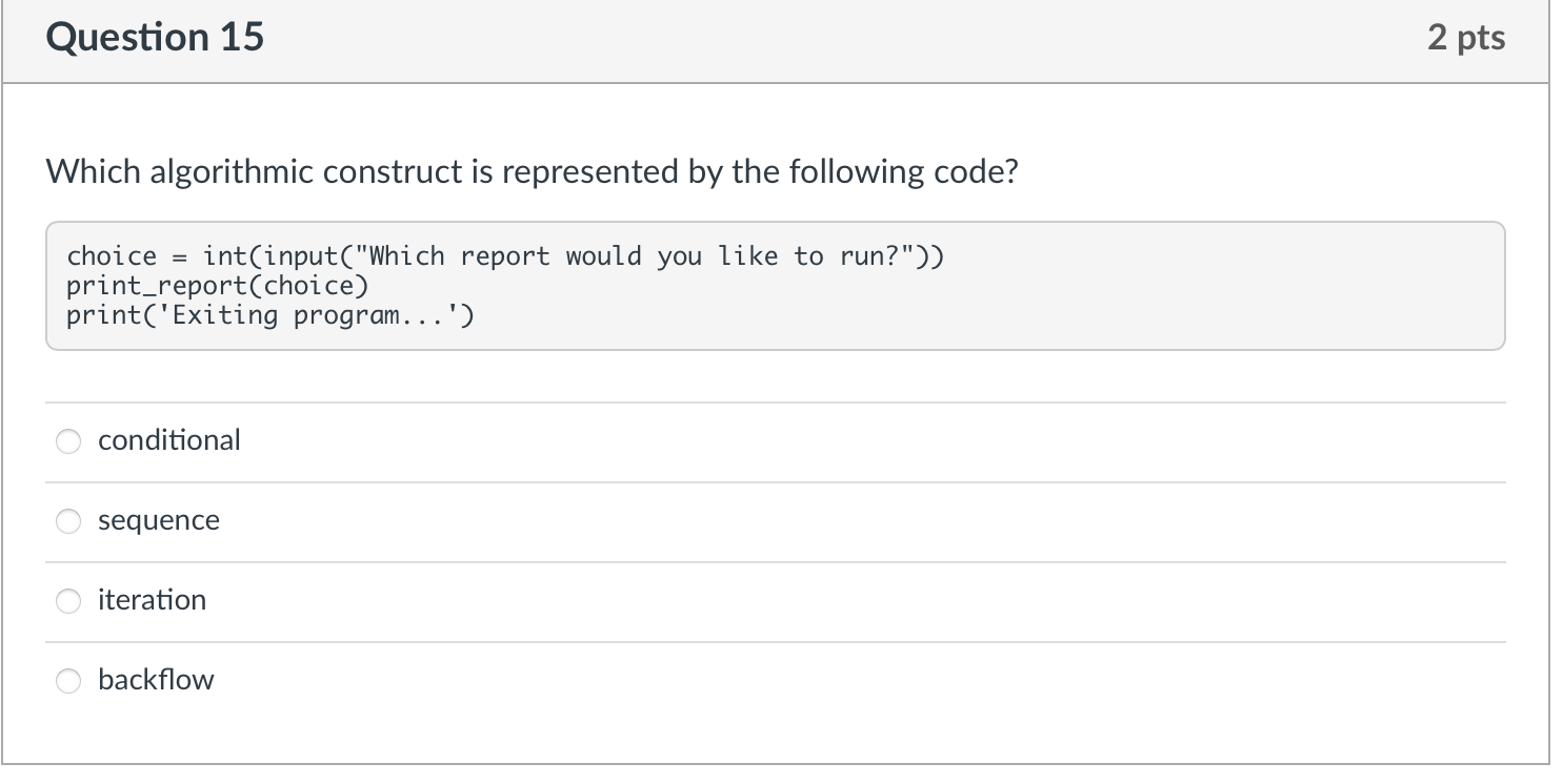 Solved Which algorithmic construct is represented by the | Chegg.com