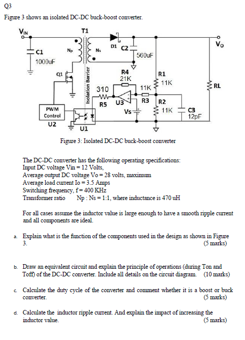 Solved Figure 3 shows an isolated DC-DC buck-boost | Chegg.com