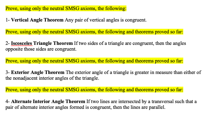 Solved Neutral SMSG Axioms 1. Given any two distinct points | Chegg.com