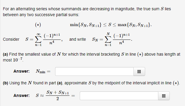 Solved For an alternating series whose summands are | Chegg.com