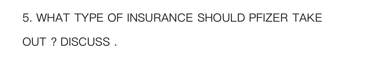Solved 5. WHAT TYPE OF INSURANCE SHOULD PFIZER TAKE OUT ? | Chegg.com