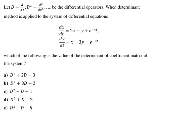 Solved Let D = d., D? Pres... be the differential operators. | Chegg.com