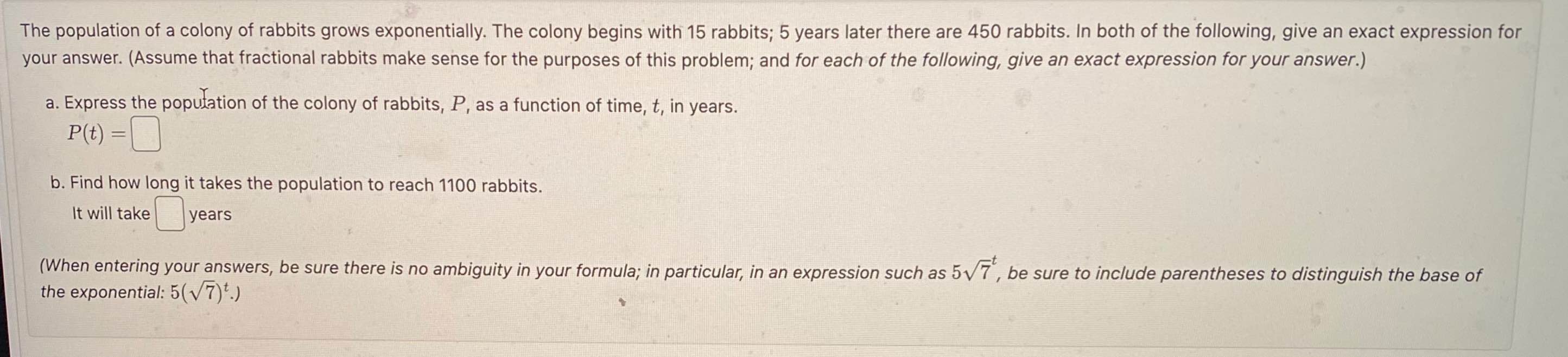 Solved The population of a colony of rabbits grows | Chegg.com