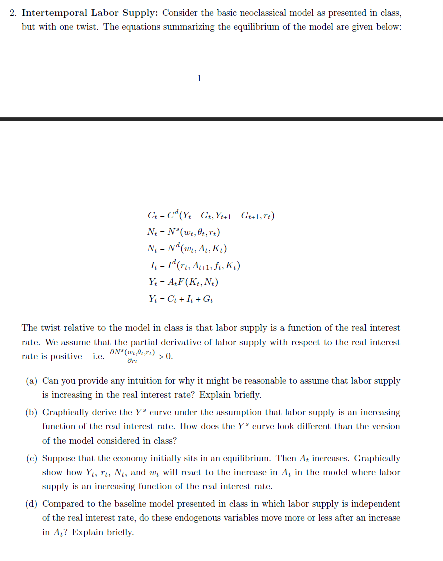 2. Intertemporal Labor Supply: Consider the basic | Chegg.com
