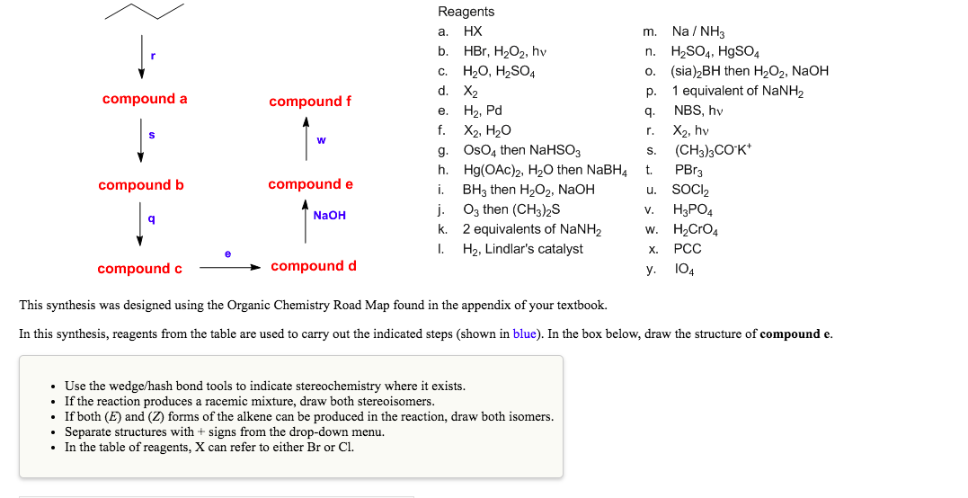 Solved compound a compound f Reagents a. HX b. HBr, H2O2, hv | Chegg.com