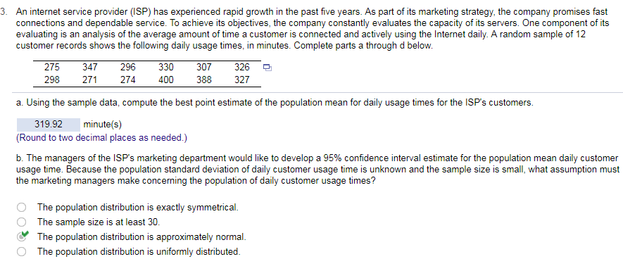 Solved An internet service provider (ISP) has experienced | Chegg.com