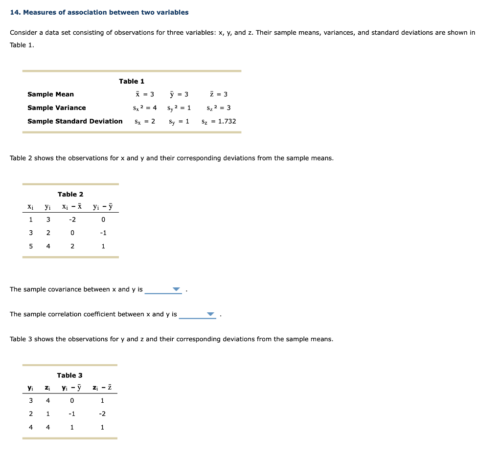 Solved 14. Measures of association between two variables | Chegg.com