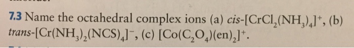 Solved 7.3 Name the octahedral complex ions (a) | Chegg.com