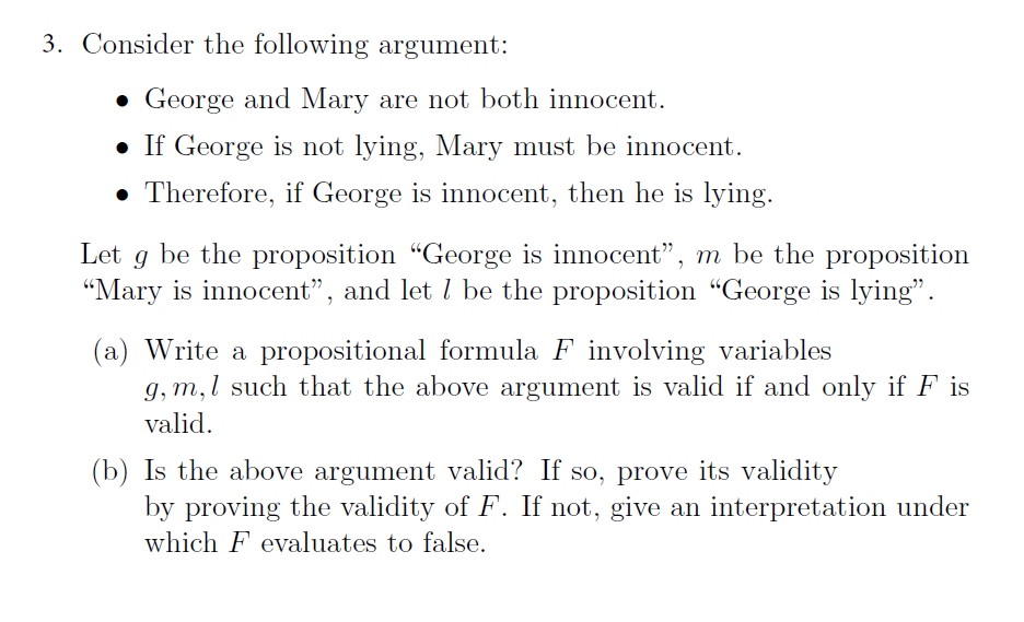 Solved 3. Consider the following argument: o George and Mary | Chegg.com