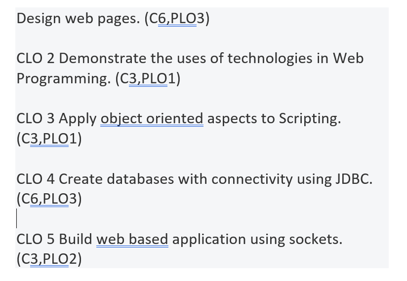 Solved Design web pages. (C6,PLO3) CLO 2 Demonstrate the | Chegg.com
