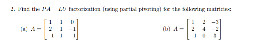 2 Find The Palu Factorization Using Partial 3114