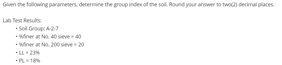 Solved Given the following parameters, determine the group | Chegg.com