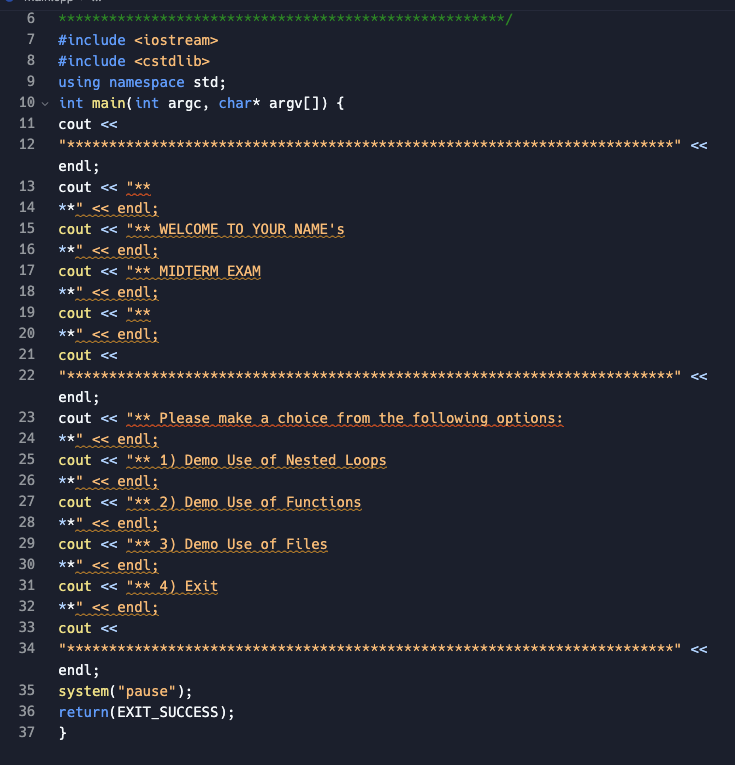 Solved Please write code in c++ that matches the exact | Chegg.com