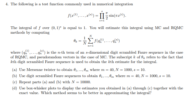 Solved 4. The following is a test function commonly used in | Chegg.com