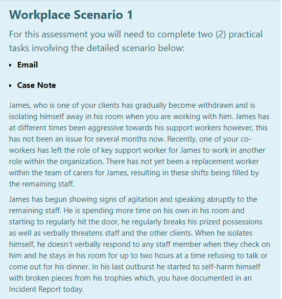 Solved Workplace Scenario 1 For this assessment you will | Chegg.com