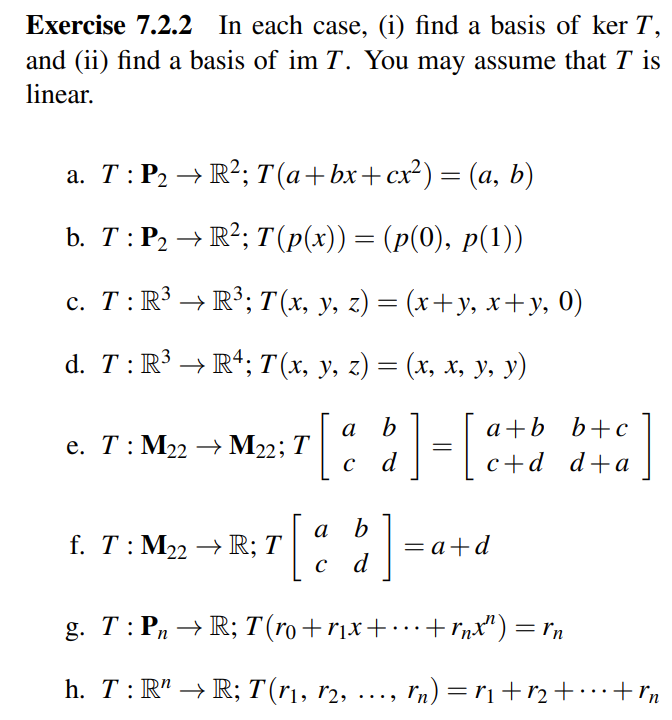 Solved Exercise 7.2.2 In each case, (i) find a basis of | Chegg.com